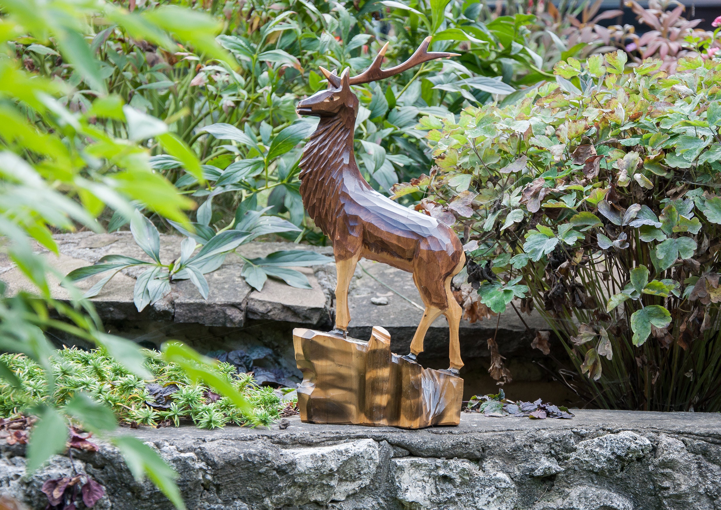 Wooden Deer. Vintage Deer Figure. Wood Deer Sculpture. Wooden - Etsy