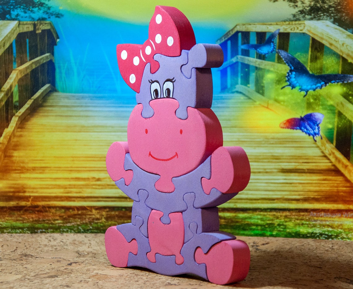 Wooden Baby Puzzle. Nursery Decor. Wooden Animals, Wooden Toys, Family ...