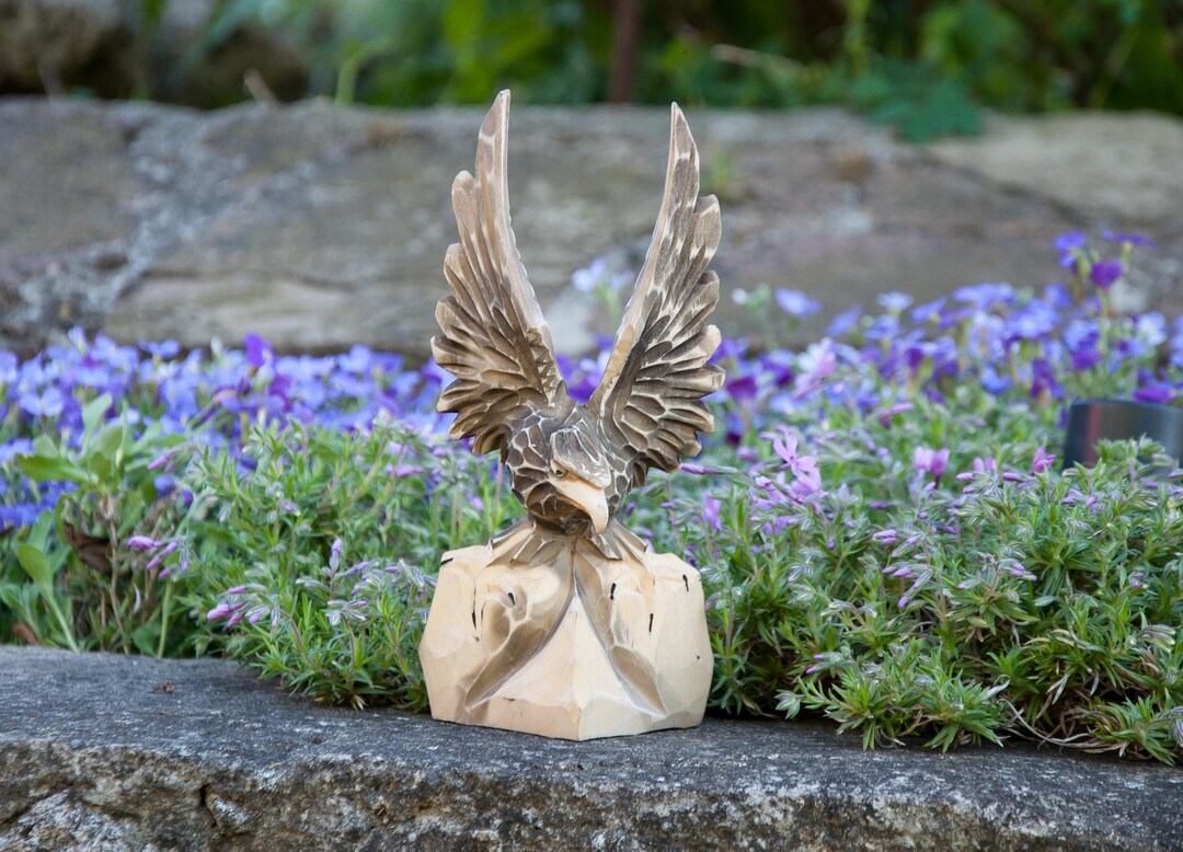 Small Eagle Statuette. Wooden Eagle Figure. Wood Eagle Sculpture ...