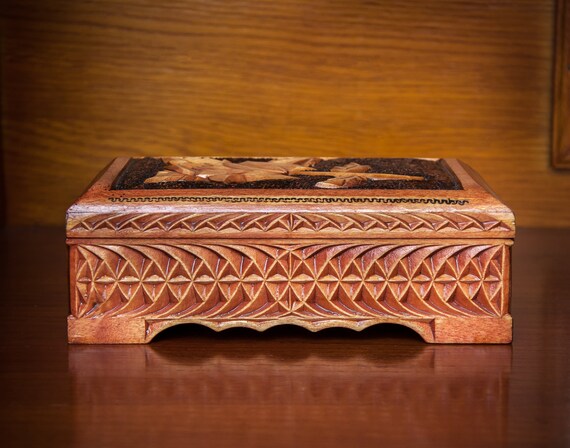 Wooden Casket with Roses, Vintage Casket, Jewelry box… - Gem