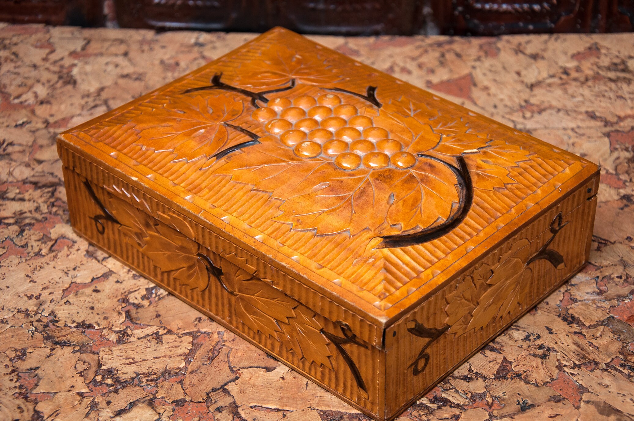 Wooden Casket Vintage Casket Casket With Grapes Jewelry - Etsy