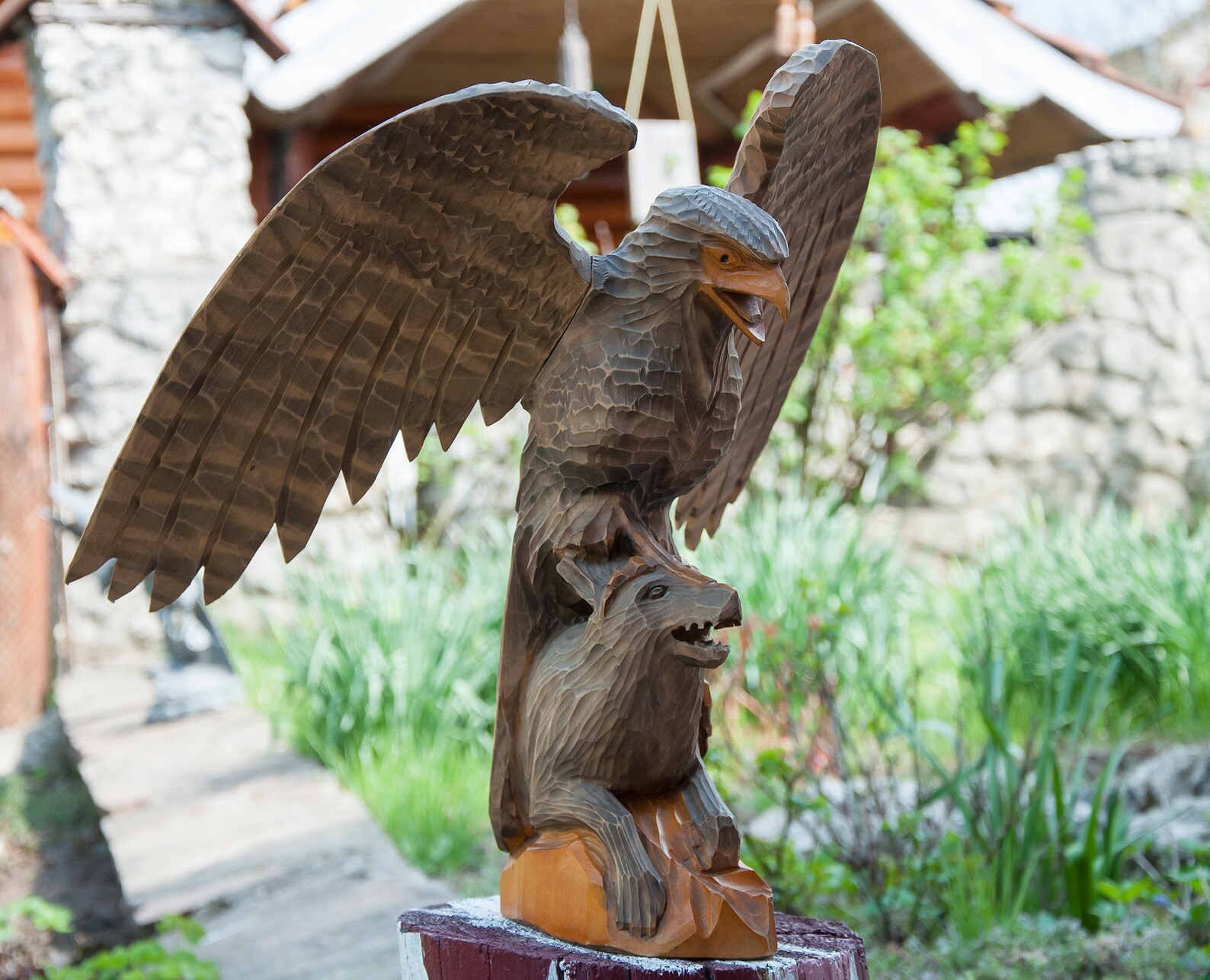 Big Wooden Eagle. Eagle Figure. Wood Eagle Sculpture. Vintage Rare ...