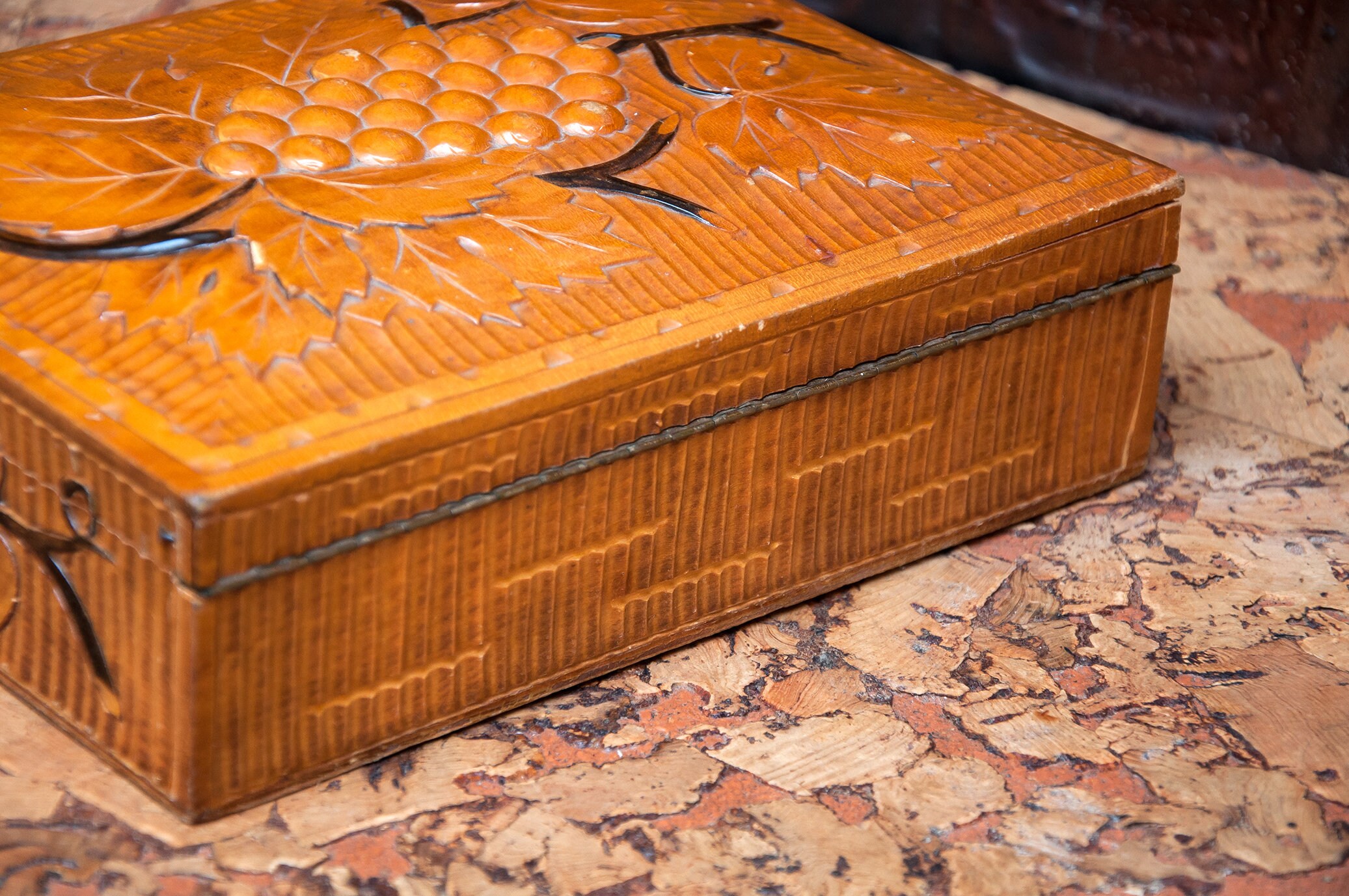 Wooden Casket Vintage Casket Casket With Grapes Jewelry - Etsy