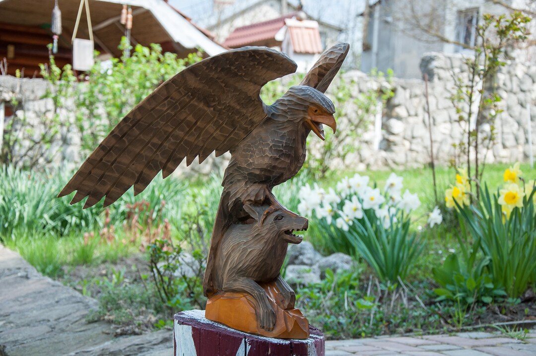 Big Wooden Eagle. Eagle Figure. Wood Eagle Sculpture. Vintage Rare ...