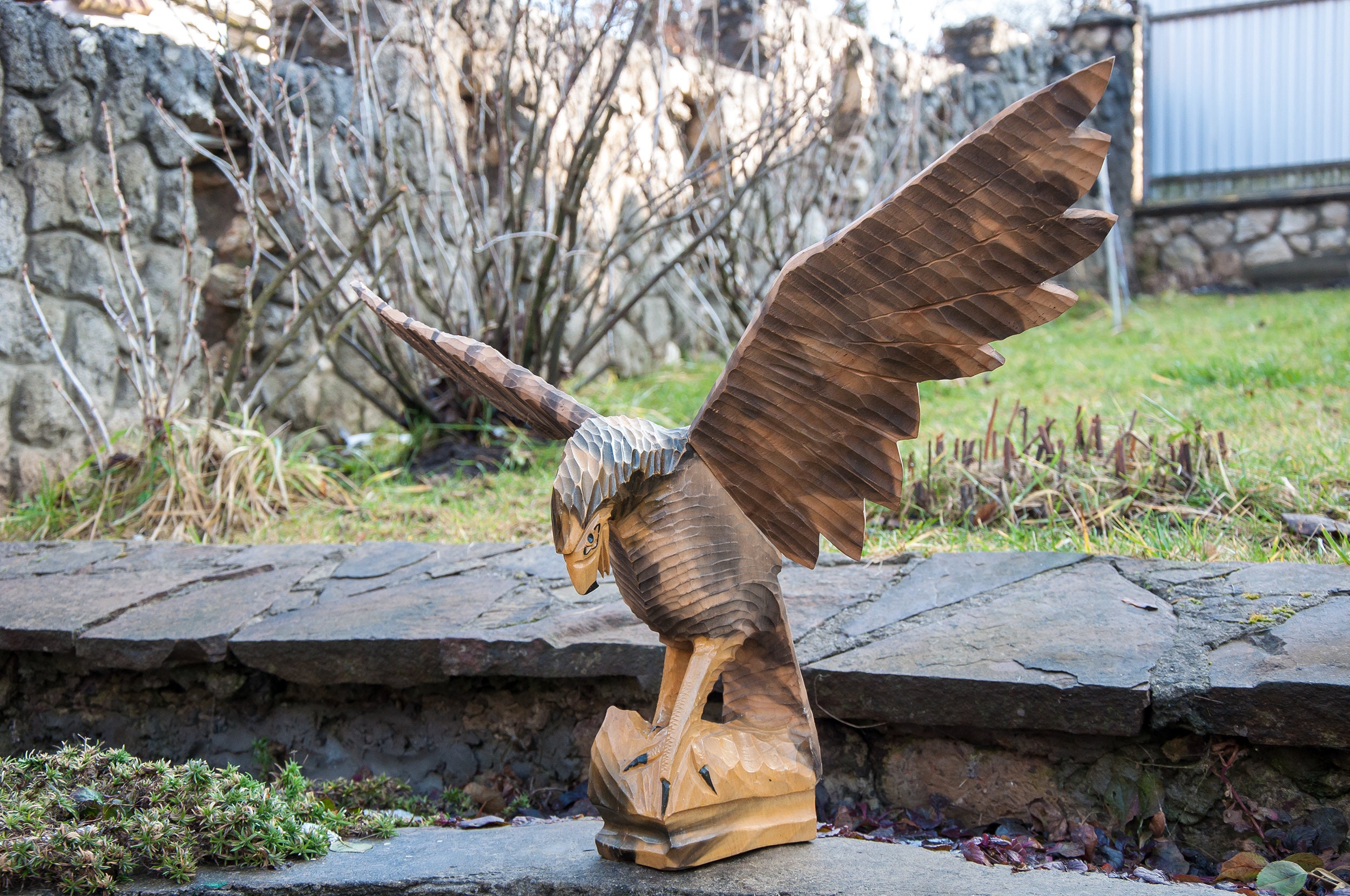 Big Wooden Eagle Statue. Vintage Eagle Figure. Wood Eagle - Etsy