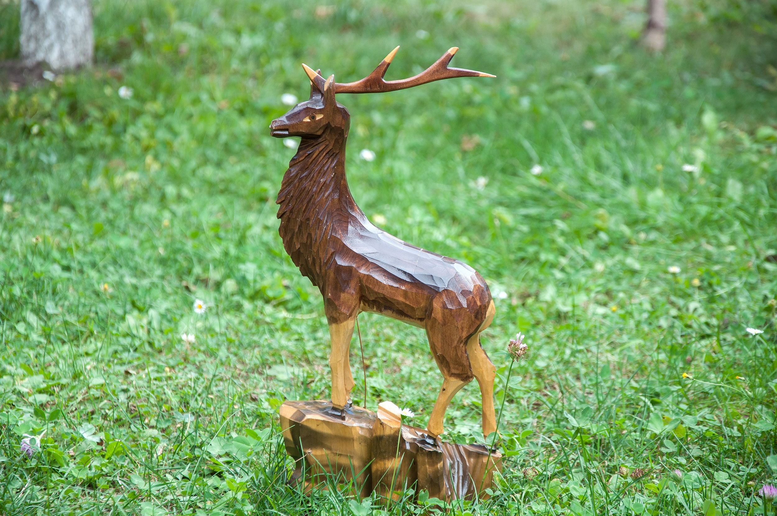 Wooden Deer. Vintage Deer Figure. Wood Deer Sculpture. Wooden - Etsy