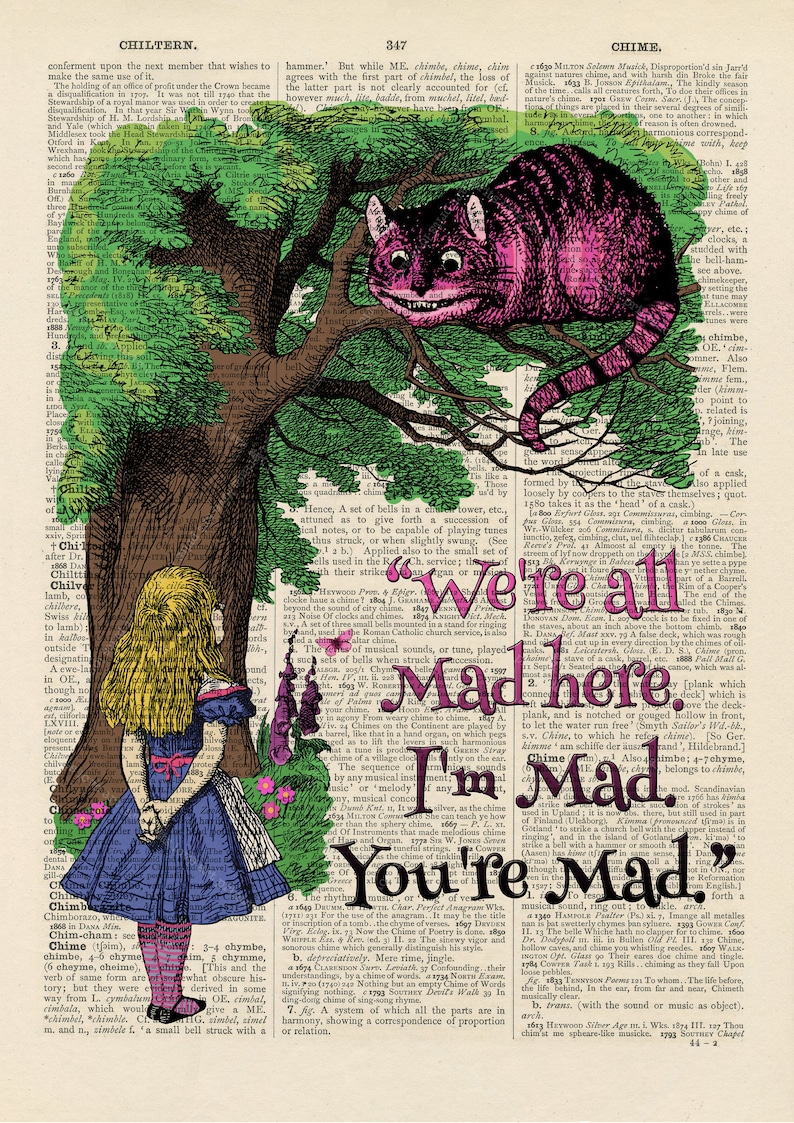 Alice in Wonderland Alice and the Cheshire Cat Upcycled Book - Etsy