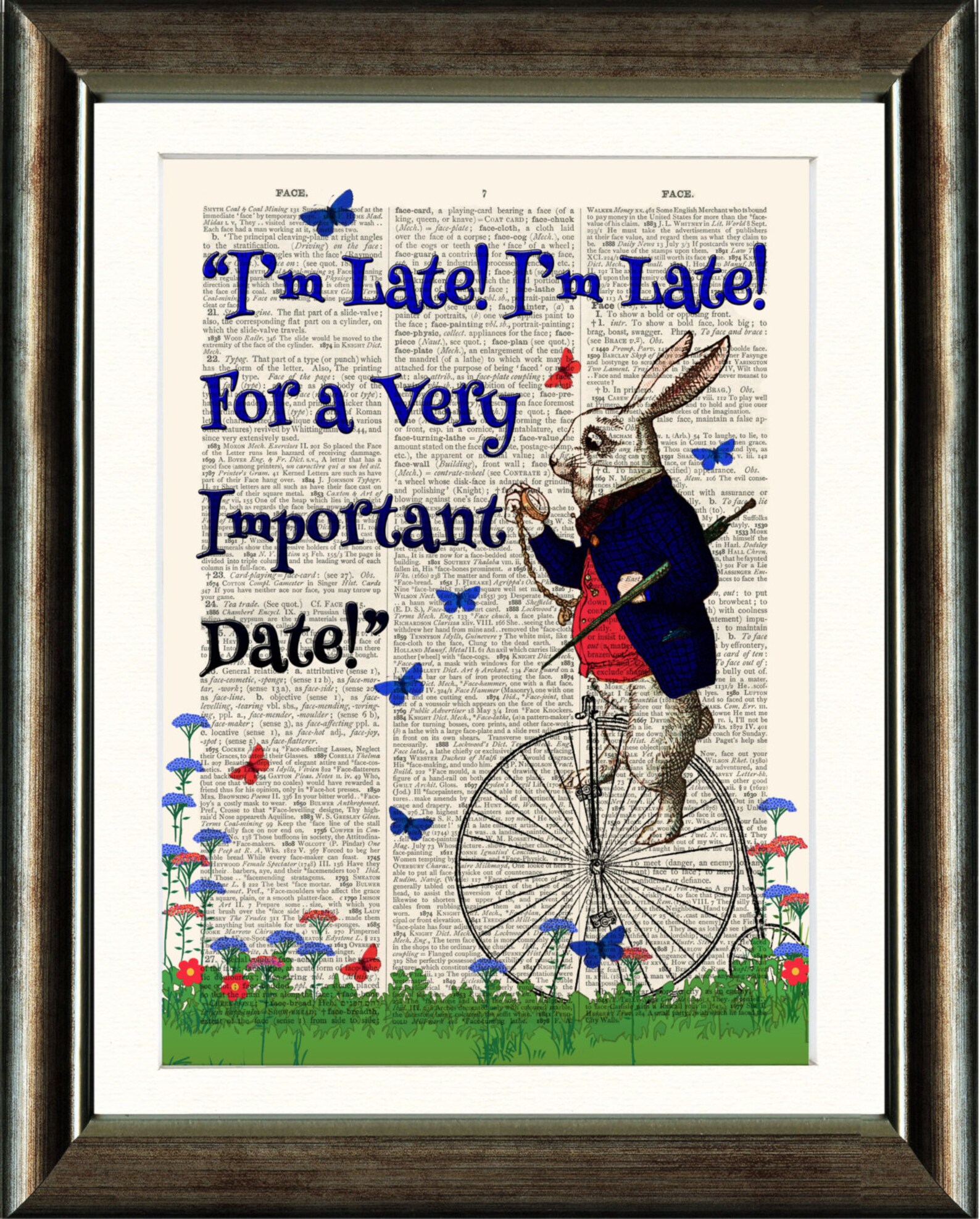 Alice in Wonderland White Rabbit Quote Vintage Book Page Print | Etsy