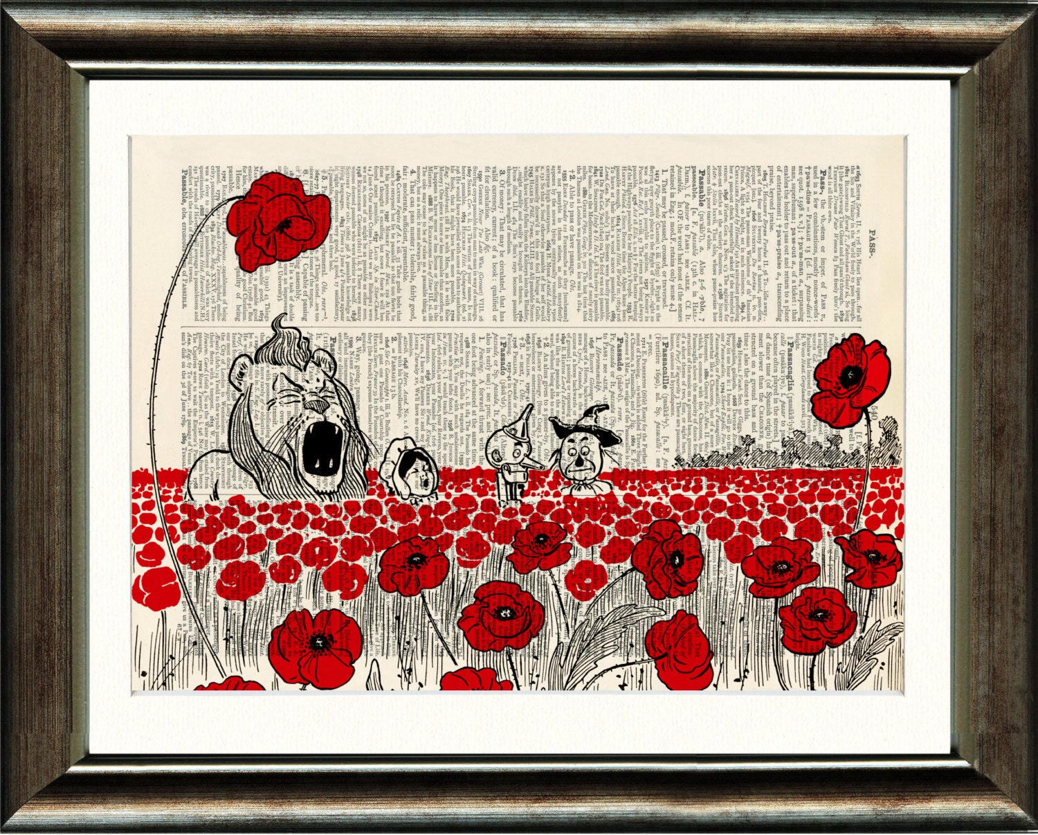 Wizard of Oz Poppy Field Vintage Book Page Print Image on a - Etsy