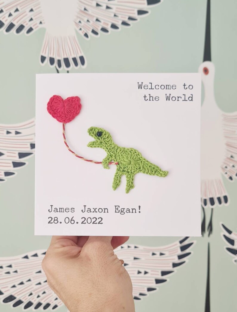 Personalised Handmade Dinosaur Crochet Card Birthday Dinosaur - Etsy