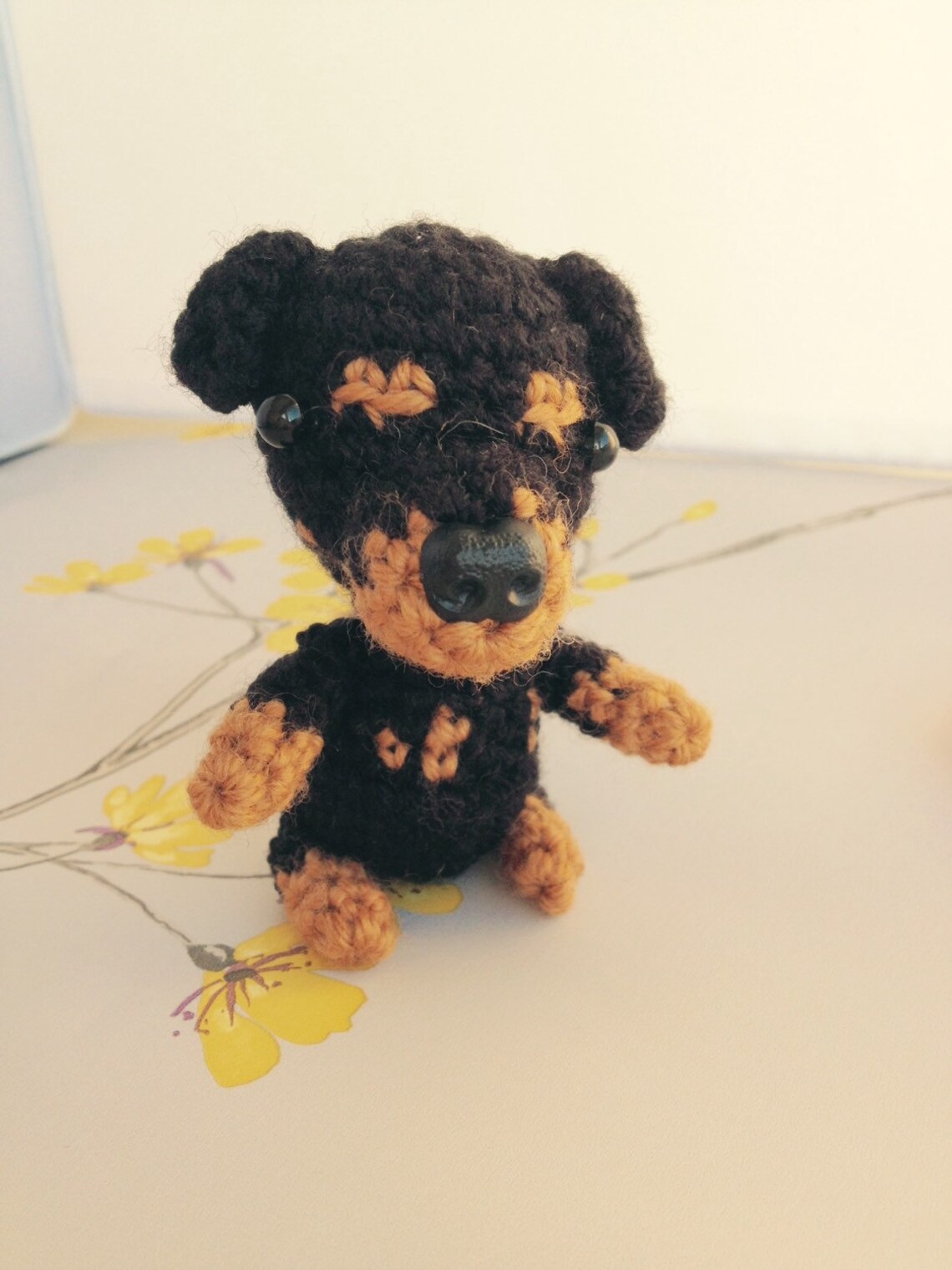 Mini Rottweiler Crochet Dog With Bone & Bowl Rottweiler Gift - Etsy