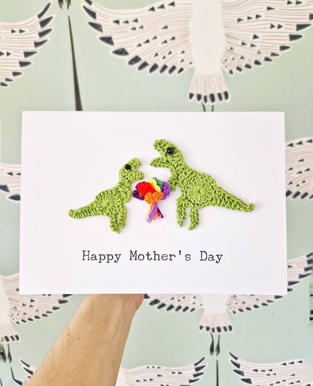 Personalised Dinosaur Crochet Card, Dinosaur Birthday Card, Dinosaur ...