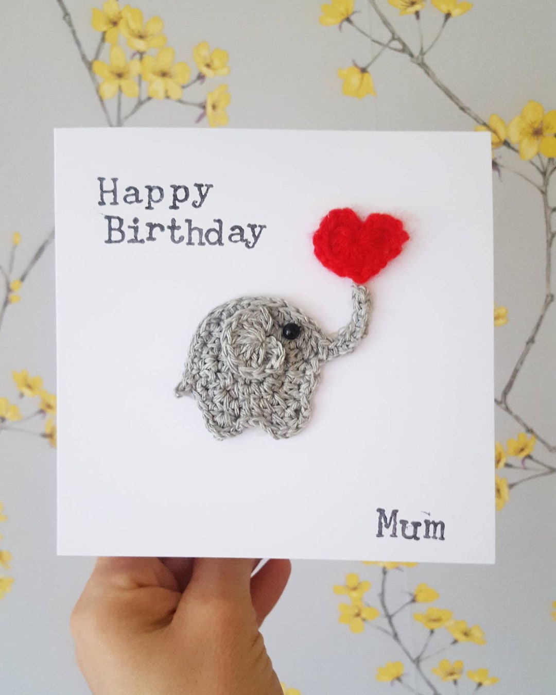 Handmade Personalised Elephant Birthday Card, Elephant Anniversary Card ...