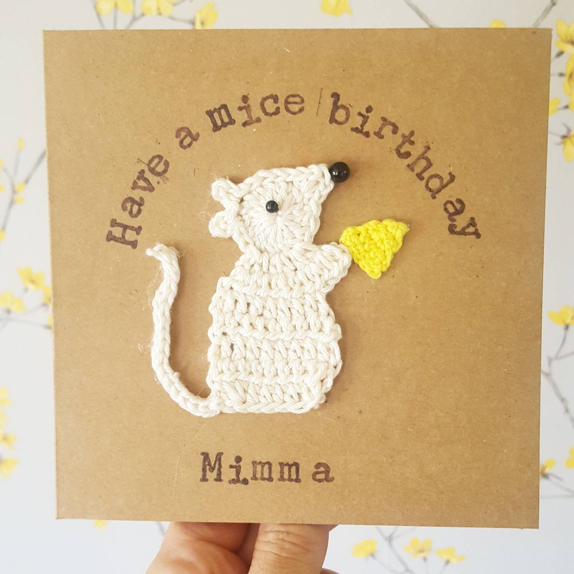 Mouse & Cheese Greeting Card Personalised Mouse Card, Crochet Mouse ...