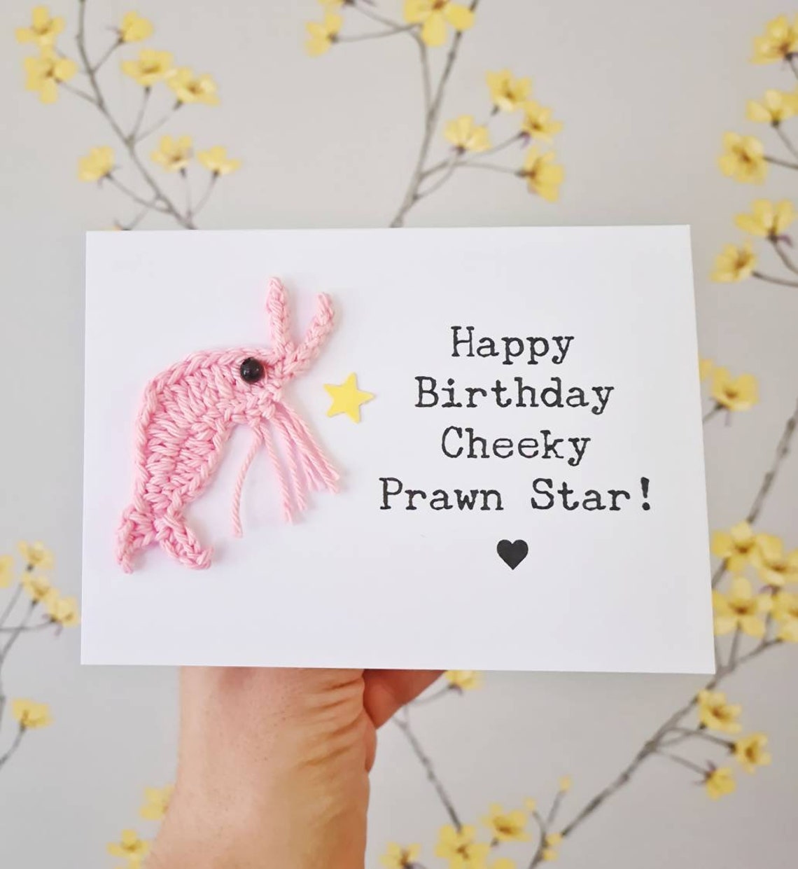 Handmade Prawn Crochet Birthday Card, Friend Birthday Card, Prawn ...