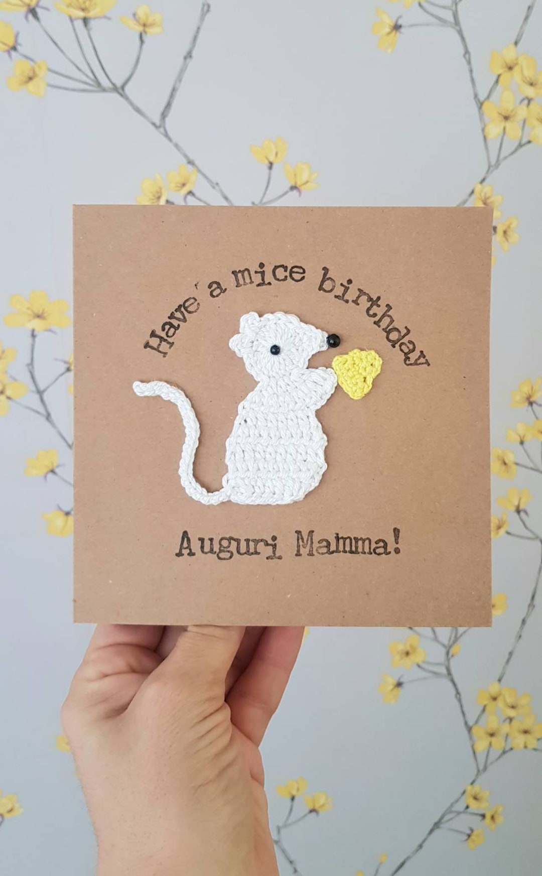 Mouse & Cheese Greeting Card Personalised Mouse Card, Crochet Mouse ...