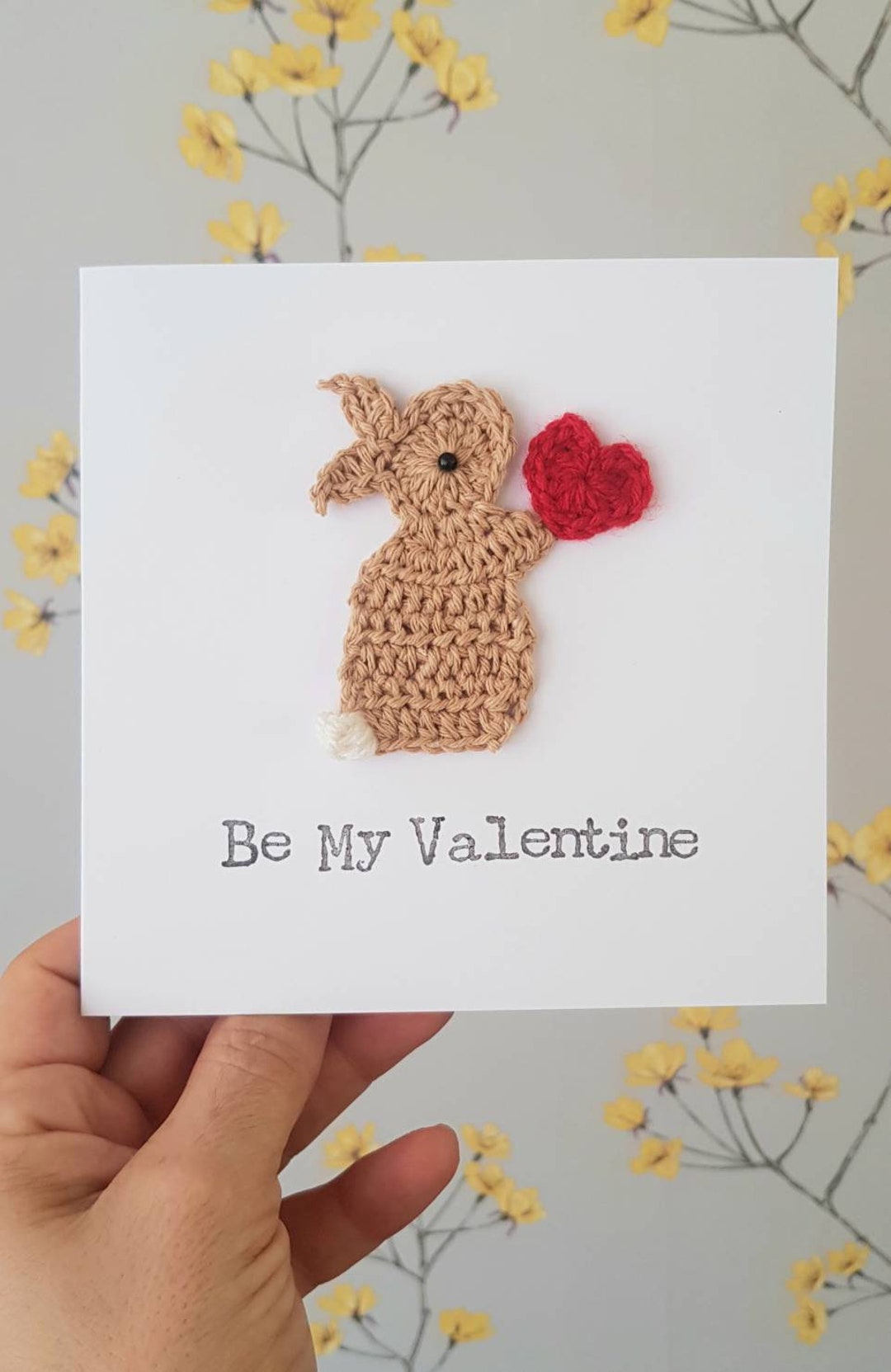 Valentine Bunny & Heart Crochet Greeting Card, Cute Valentine, Bunny ...