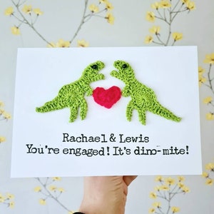 Personalised Anniversary Dinosaur Crochet Card, Dinosaur Wedding Card ...