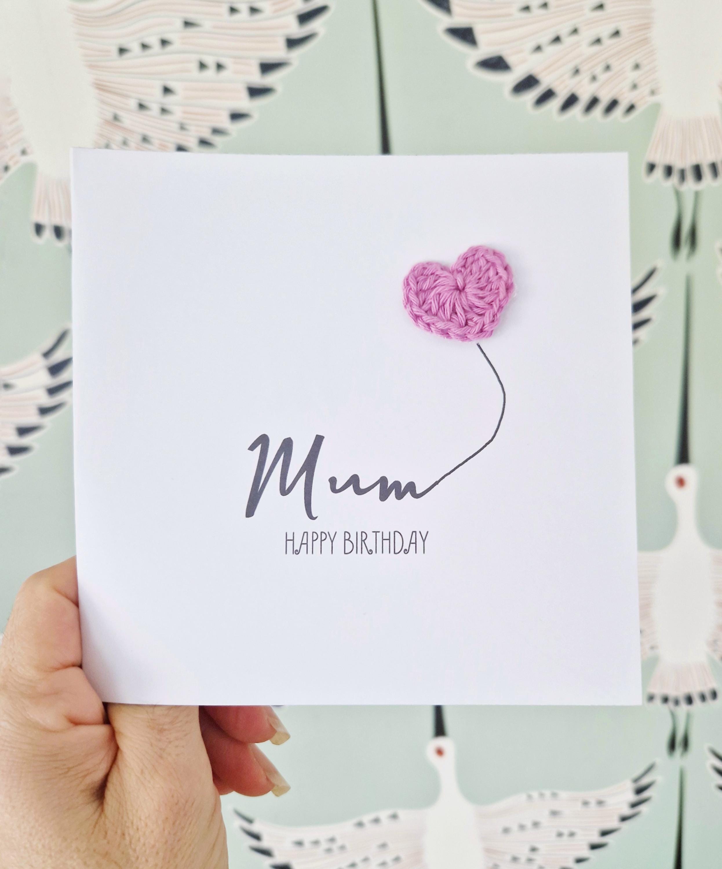 Handmade Mum Birthday Card, Mothers Day Crochet Card, Mothering Sunday ...