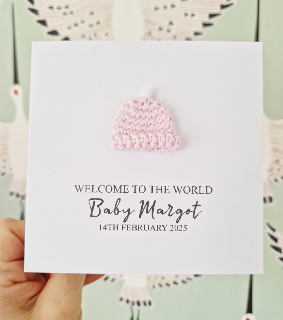 Handmade New Baby Card, Personalised Baby Card, Baby Hat Card, Crochet ...