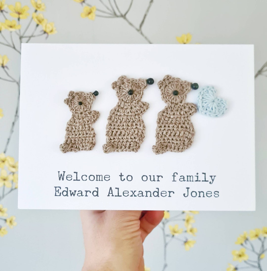 Handmade Personalised Bear Baby Card, New Baby Card, Custom Baby Card ...