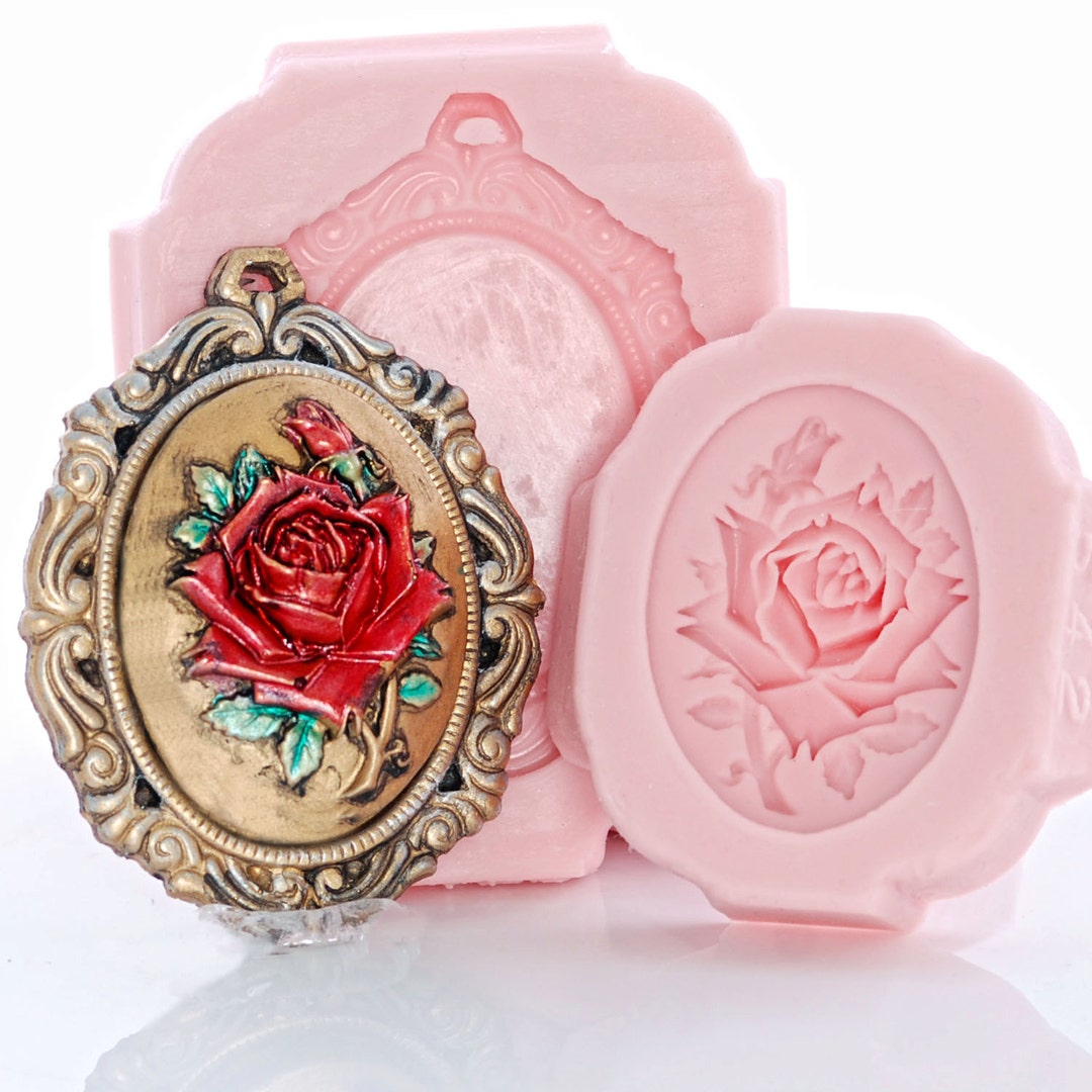 Silicone Molds Rose Cameo and Cameo Mount Mold Set - Jewelry Resin ...