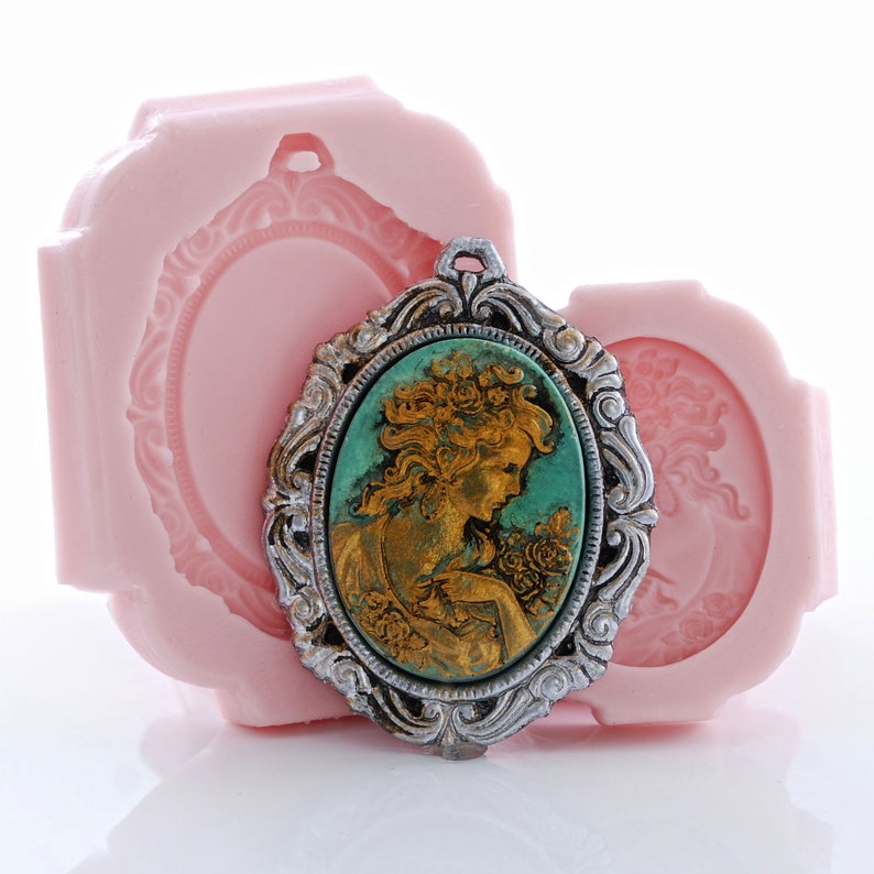 Silicone Molds Victorian Lady Cameo and Cameo Mount Mold Set Jewelry ...