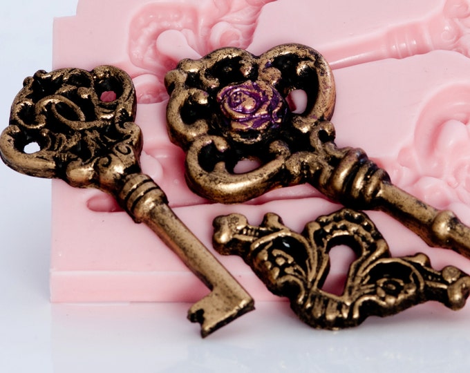 Victorian Key Mold Set, Silicone Keys Shaped Mold, Cake Chocolate ...