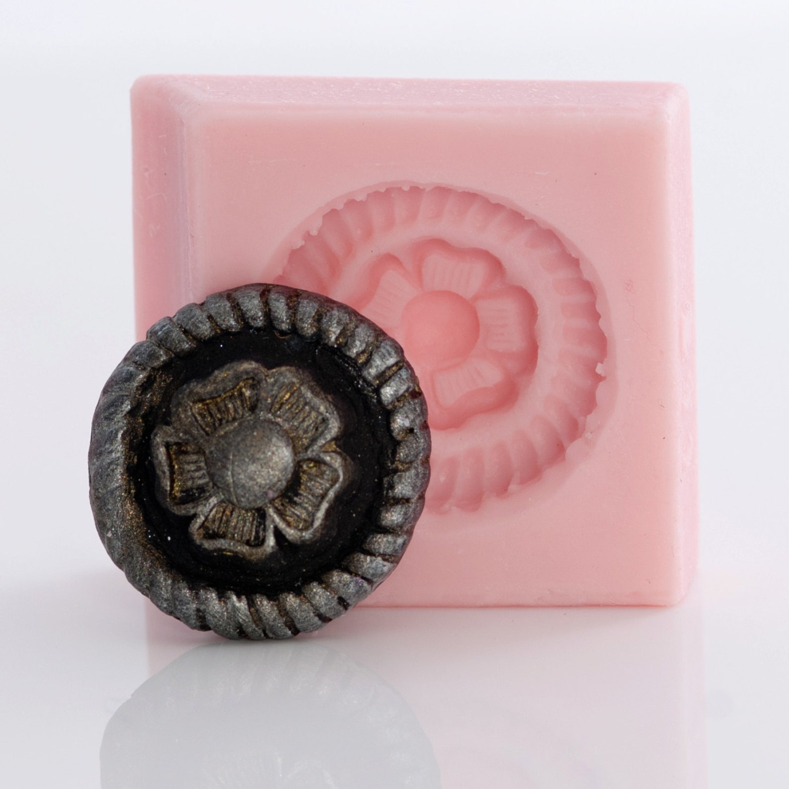 Floral Button Mold Poly Clays Resin Resin Clay Pmc Wax - Etsy