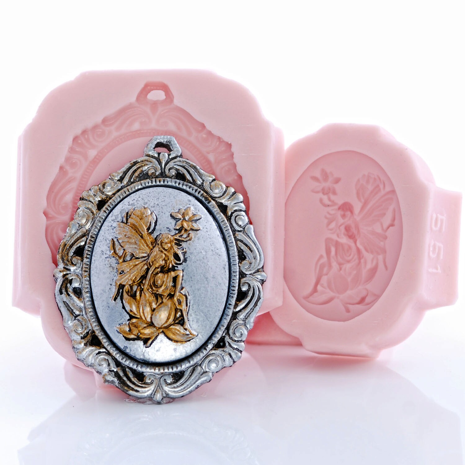 Silicone Molds Fairy Pixie Cameo and Cameo Mount Mold Set Jewelry Resin ...