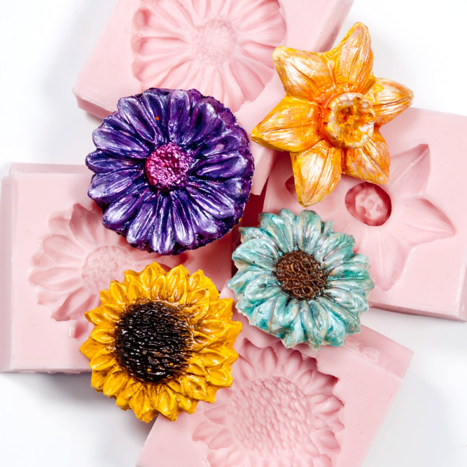 Four Spring flower silicone molds for use with candy melt | Etsy