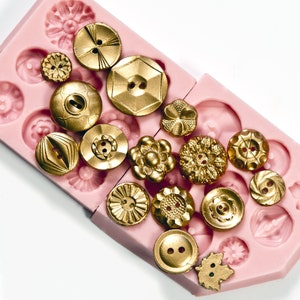 Button Mold Set of Two Silicone Molds - Create Fondant Vintage Buttons ...