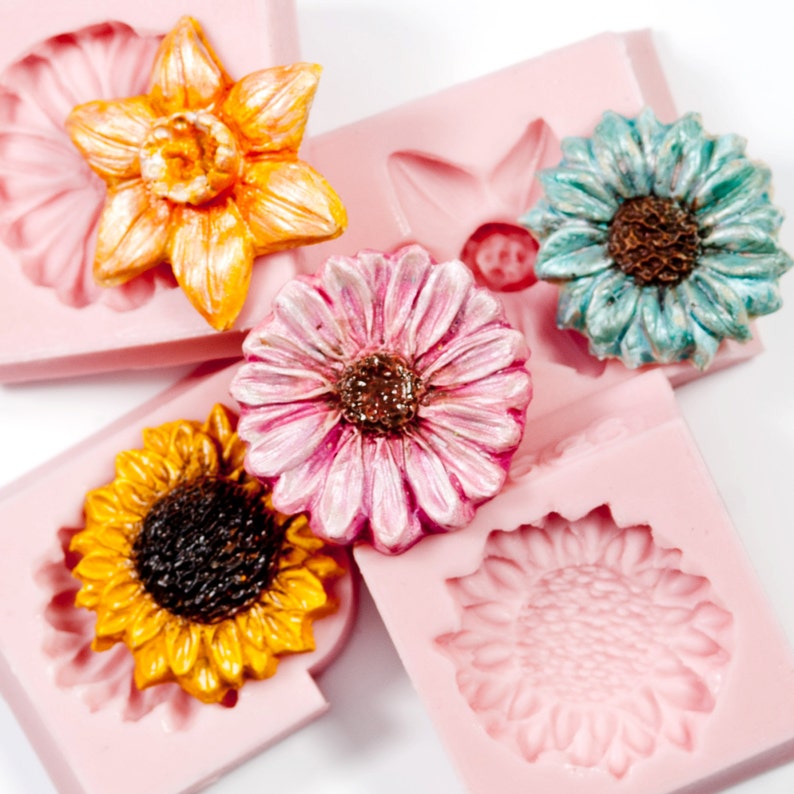 Four Spring Flower Silicone Molds for Use With Candy Melt - Etsy