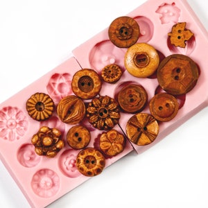Button Mold Set of Two Silicone Molds - Create Fondant Vintage Buttons ...