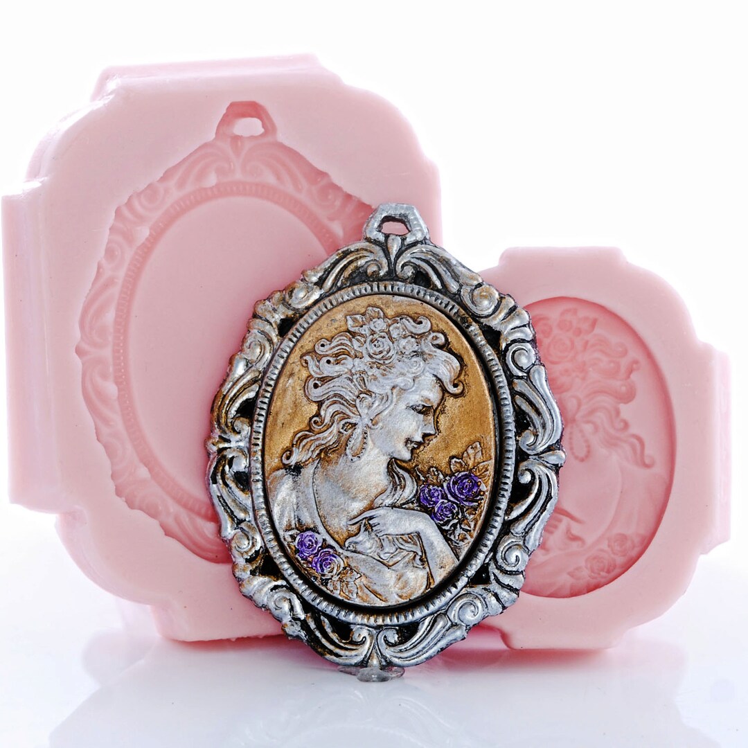 Silicone Molds Victorian Lady Cameo and Cameo Mount Mold Set Jewelry ...