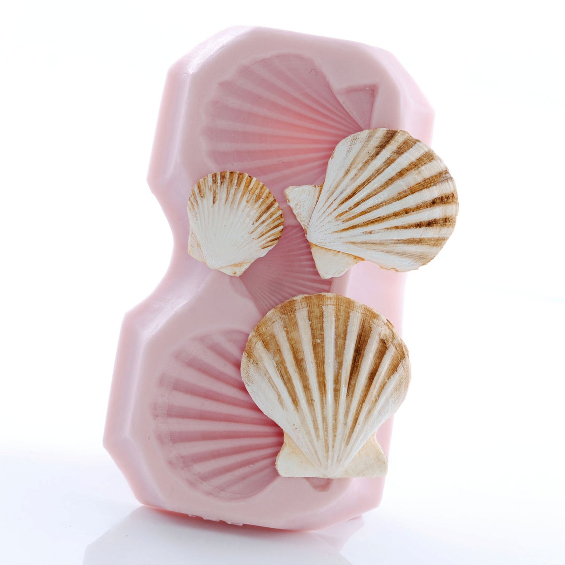 Silicone Mold - Three Cavity Clam Sea Shell Flexible Mold - Fondant ...