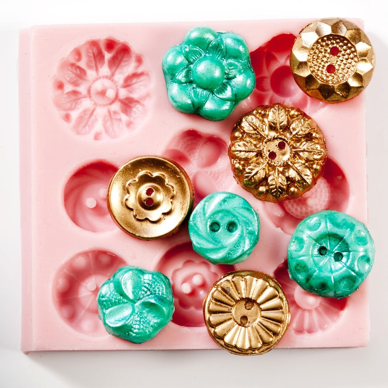 Button Mold - DIY Vintage Buttons - Makes 8 Buttons - Polymer Clay ...