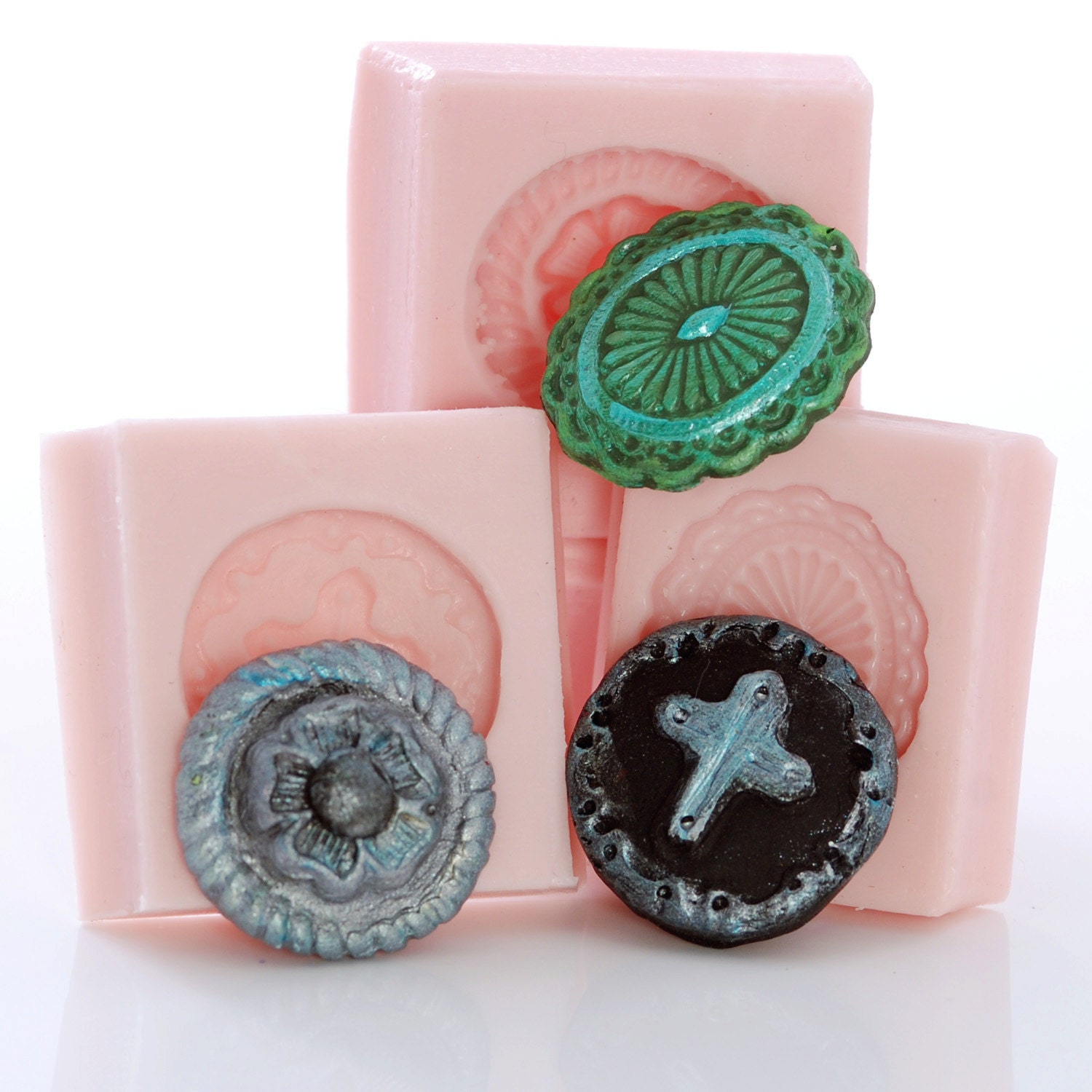 Western Style Button Molds Set of 3 Flexible Silicone Molds Resin ...