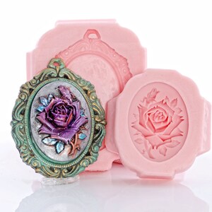 Silicone Molds Rose Cameo and Cameo Mount Mold Set - Jewelry Resin ...
