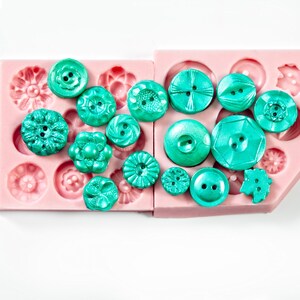 Button Mold Set of Two Silicone Molds - Create Fondant Vintage Buttons ...