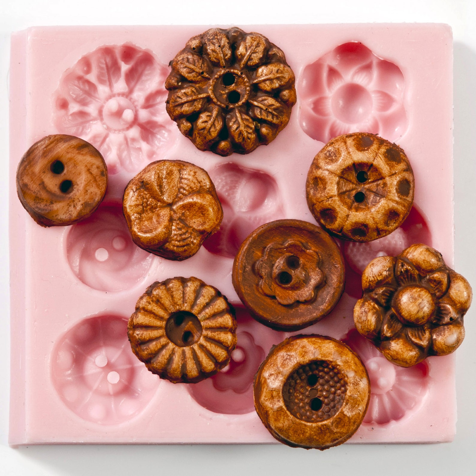 Button Mold - DIY Vintage Buttons - Makes 8 Buttons - Polymer Clay ...