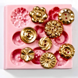 Button Mold - DIY Vintage Buttons - Makes 8 Buttons - Polymer Clay - Glass - Plaster - Resin ...