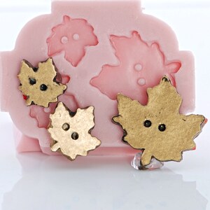 Silicone Mold Maple Leaf Button Mold - Resin, Polymer Clay, Epoxy Clay, Jewelry Craft Mold ...