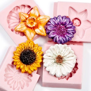 Four Spring Flower Silicone Molds for Use With Candy Melt, Polymer Clay ...