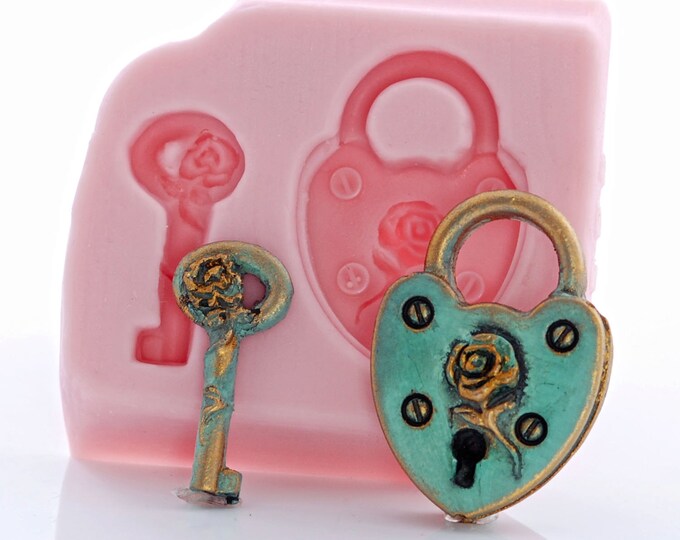 Heart Shaped Padlock Silicone Mold - Food Safe Fondant Gum Paste ...