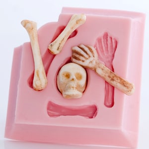 Skeleton Mold - Skull and Bones Jewelry Mold - Clay Skull Mold - Fimo ...