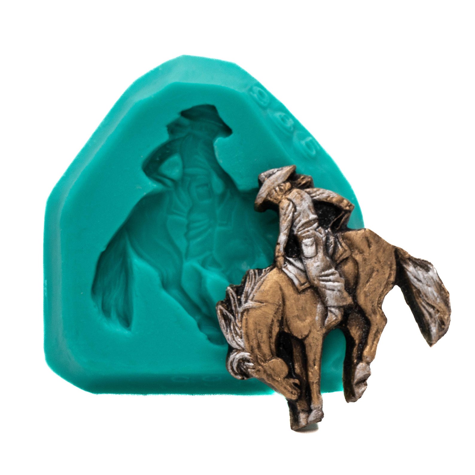 Mold Flexible Silicone - Western Cowboy Bronc Rider and Horse Mold ...