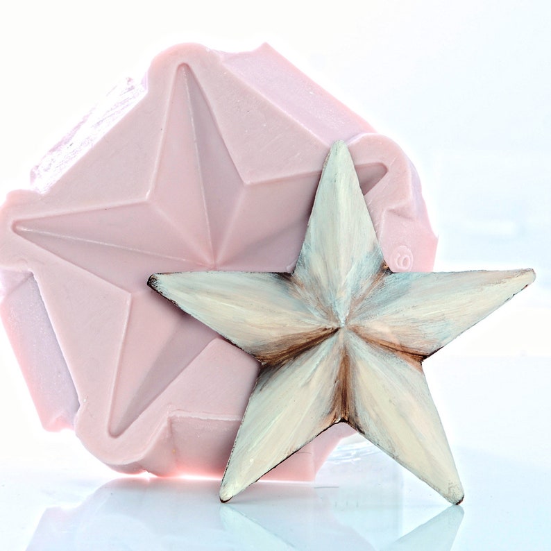 Big Lone Star Silicone Mold Mould Creates Star 97mm in Diameter Soap ...