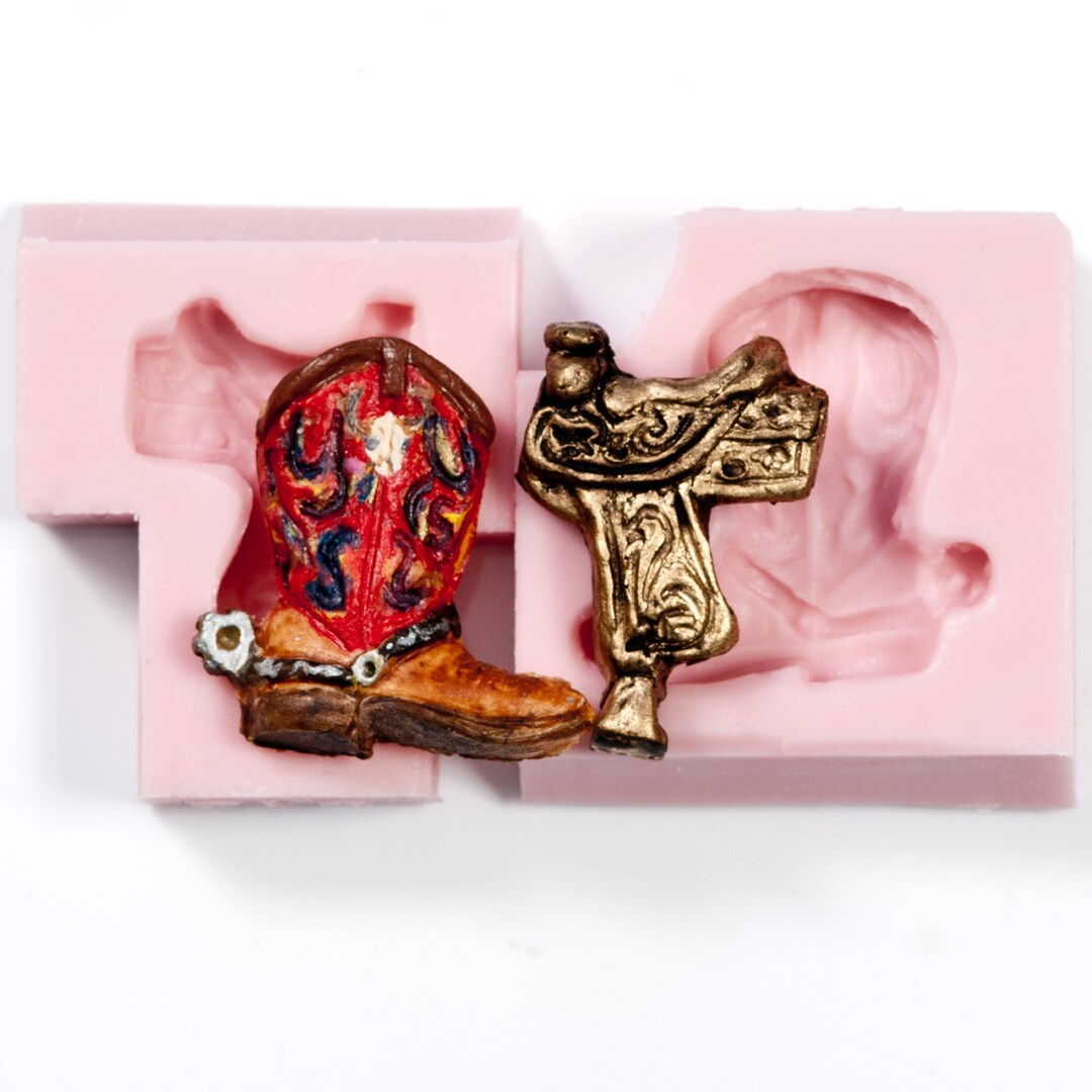 Cowboy Boot and Western Saddle Silicone Mold DIY Resin Clay Moulds ...