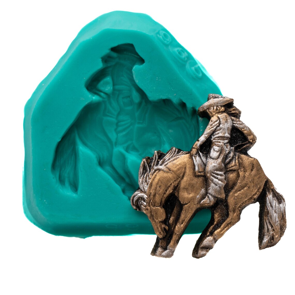 Mold Flexible Silicone - Western Cowboy Bronc Rider and Horse Mold ...